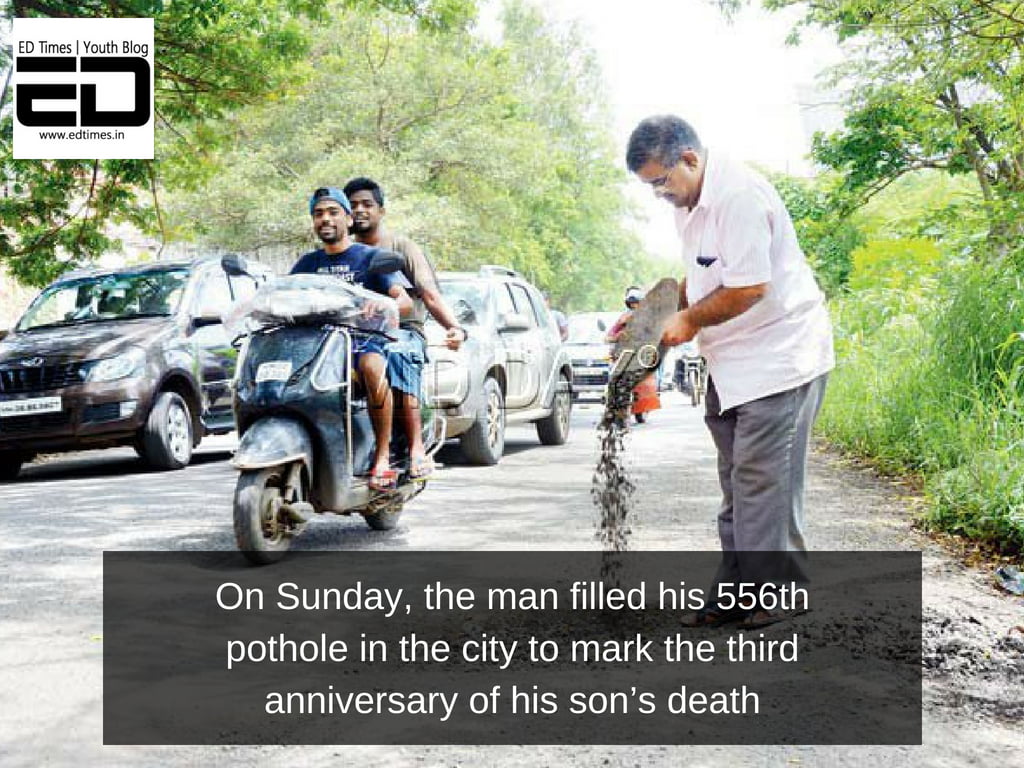 In Pics: The Story Of A Mumbai Man Who Fills Potholes On The Road In ...