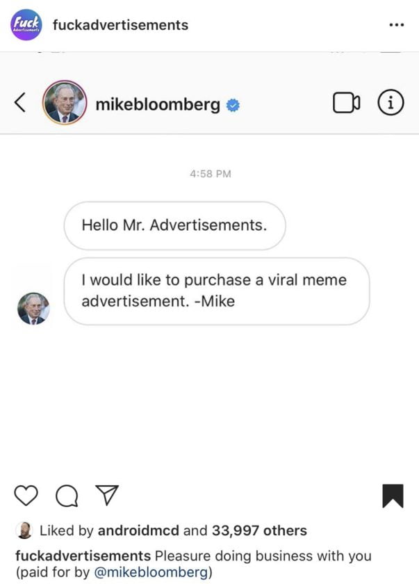 Michael Bloomberg Paid Famous Instagram Accounts To Drop Memes Everywhere