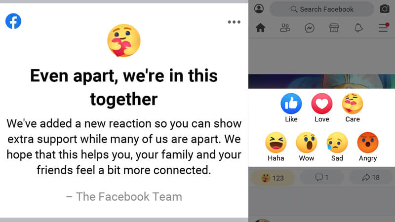 What Is FB's New Care Reaction And Instagram's New Very Noble Setting?