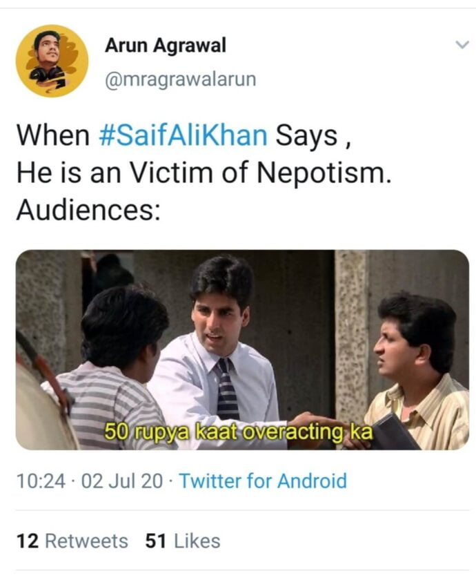 Saif Ali Khan Says He Was A Victim Of Nepotism And Twitterati Can’t ...