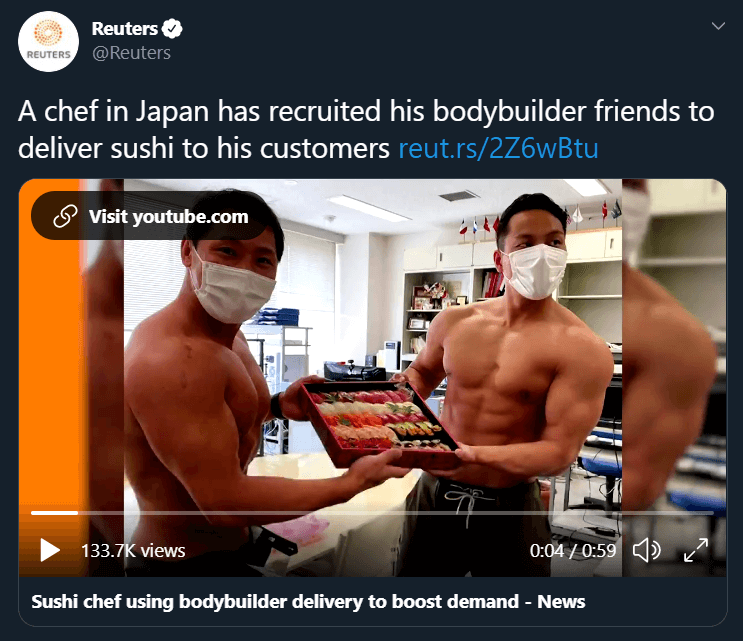 A Japanese Restaurant Is Using Bodybuilders As Delivery Boys To Boost ...