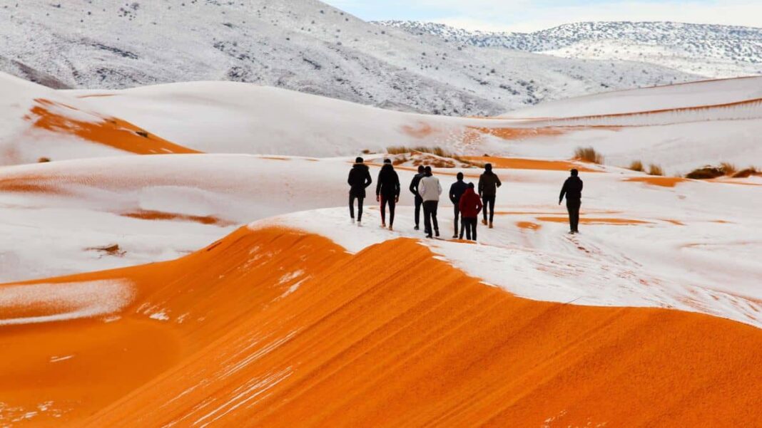 In Pics: Stunning Images Of Snow In Sahara Desert
