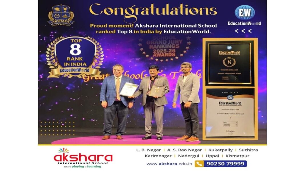 Akshara International School Ranked Among India’s Top Institutions for ...